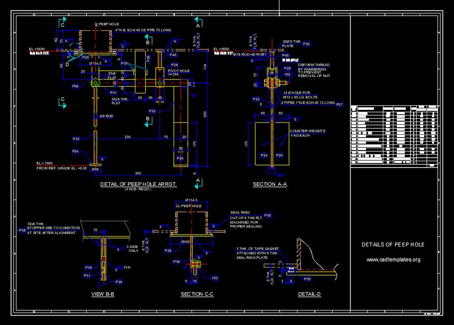 Peep Hole Sections Details CAD Template DWG - CAD Templates
