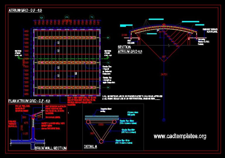 Double Staircase Atrium Elevation and Sections Details CAD Template DWG ...